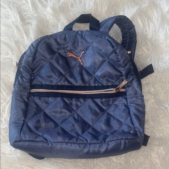 Puma | Bags | Puma Navy Blue With Rose Gold Accents Backpack | Poshmark